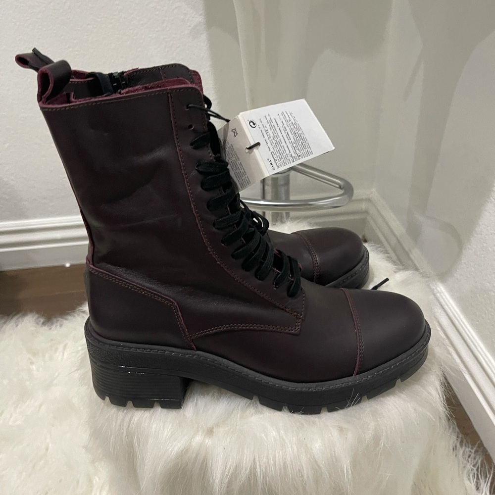 Zara New Leather Combat Boot - Gem